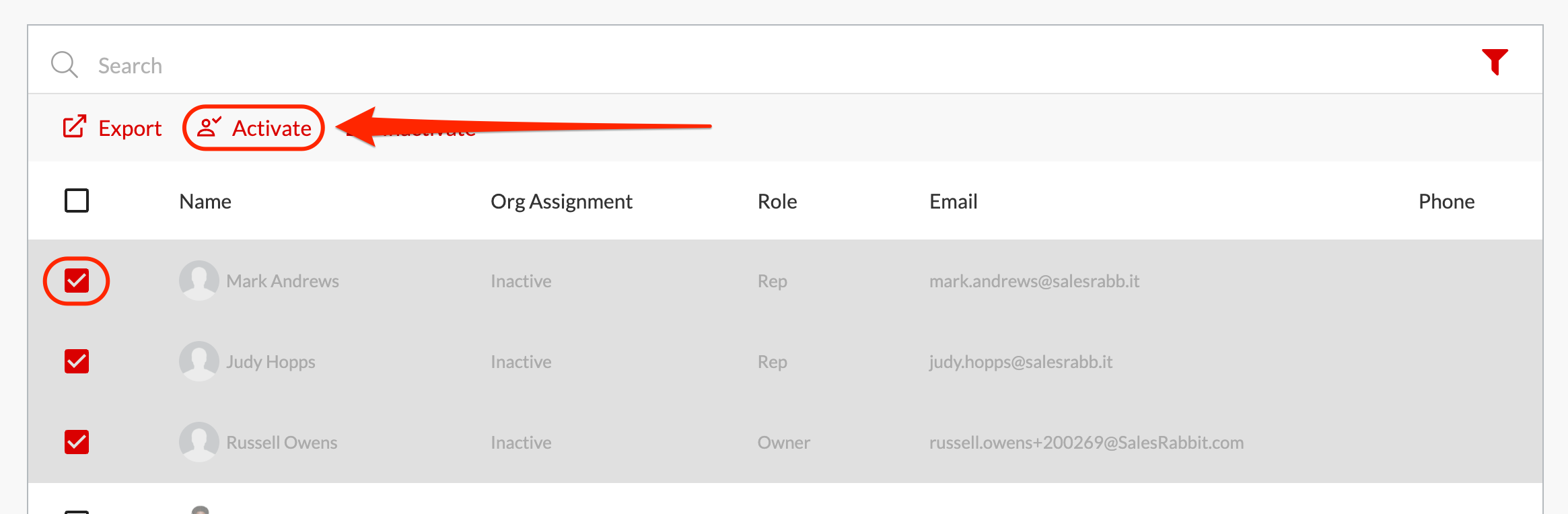 Reactivating an Inactive User (Web) – SalesRabbit Help Center